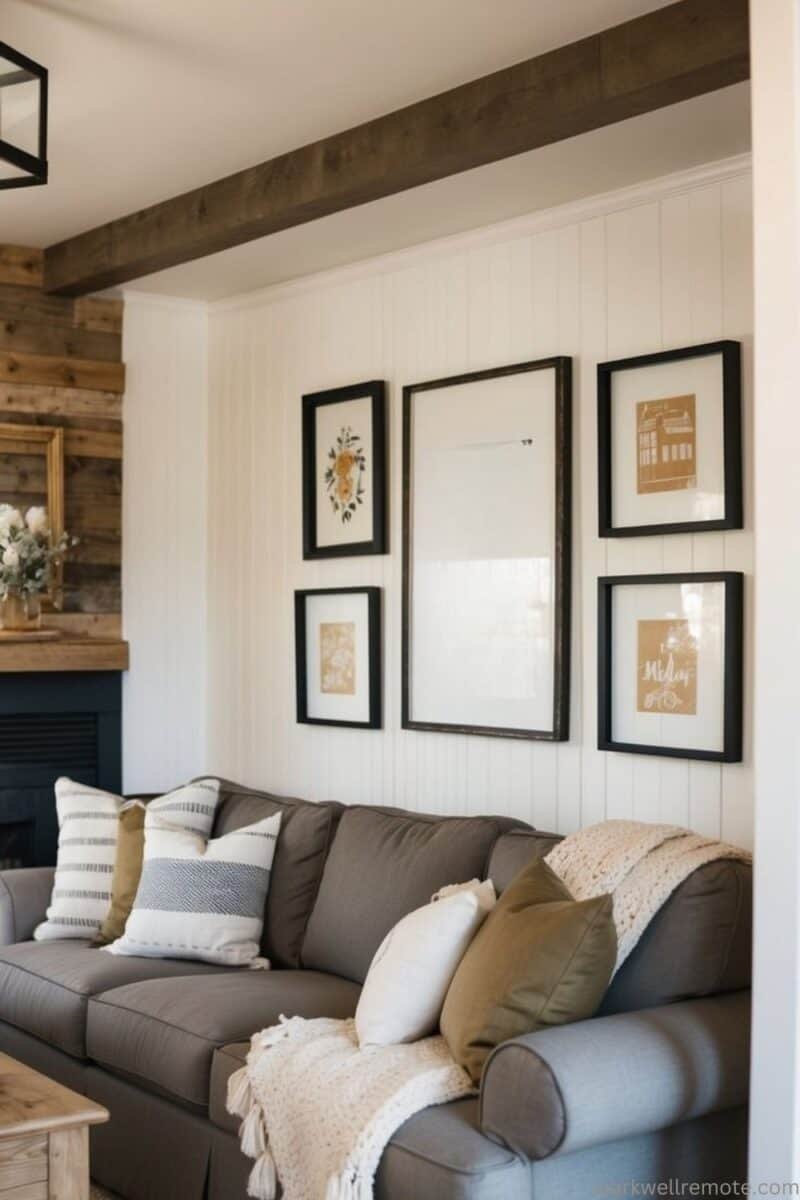 17 Stunning Rustic Farmhouse Gallery Wall Ideas - Work Well Remote