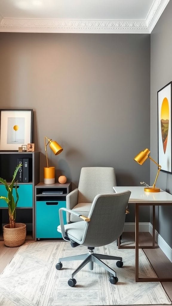 17 Stunning Grey Wall Ideas for Your Home Office - Work Well Remote