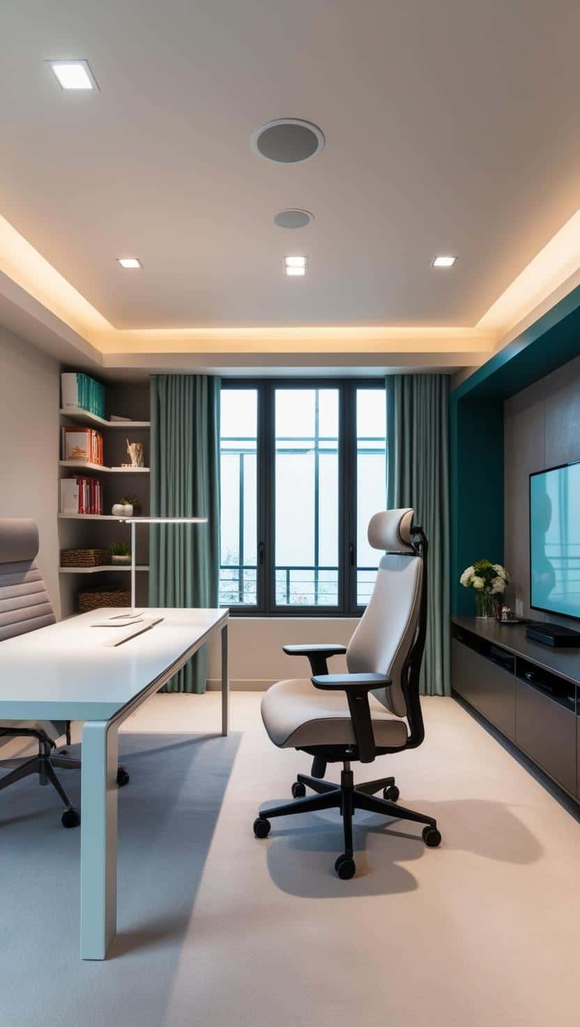 17 Gorgeous Home Office TV Room Combo Ideas - Work Well Remote