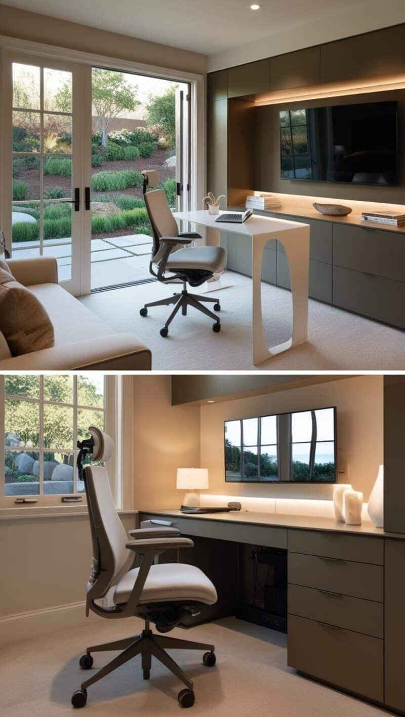 17 Gorgeous Home Office TV Room Combo Ideas - Work Well Remote